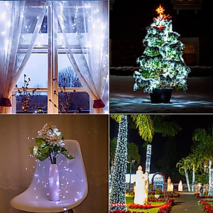 UPON [2 Pack] Solar Fairy Lights, 400 LED Outdoor Solar String Lights Garden White Wire Decorative Lights 66Ft Waterproof Indoor Outdoor Lighting for Garden, Patio, Yard, Christmas