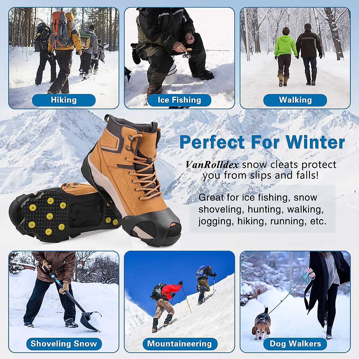 Ice Snow Cleats for Shoes and Boots Walk Traction Cleats Ice Crampon Non-Slip Overshoe for Men Women Winter Walking on Snow and Ice (11Studs, M)