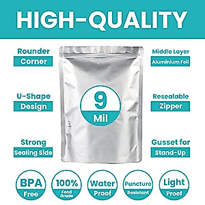 The Best Organized 100 Pack Mylar Bags for Food Storage with 100x400cc Oxygen Absorbers - 9 Mil 10'' x14'' 6'' x9'' 4.3'' x6.3'' Resealable Long Term Products & Ziplock Grade Pouches, (Myl_1)