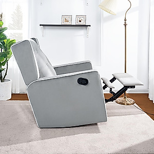 Bond with Your Baby, Relax in Style with Odelia 360° Swivel Glider Rocker Recliner, Nursery Chair with Manual Puller, Plush Cushioning, Soothing Rocking Motion with Microfiber Fabric - Light Gray