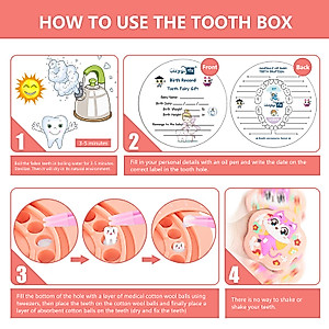 Glzyglyfx Baby Teeth Keepsake Box,Tooth Fairy,Lost Deciduous Tooth Collection Organizer,Cute Children Tooth Fetal Hair Umbilical Container,Saving Baby Teeth (Pink)