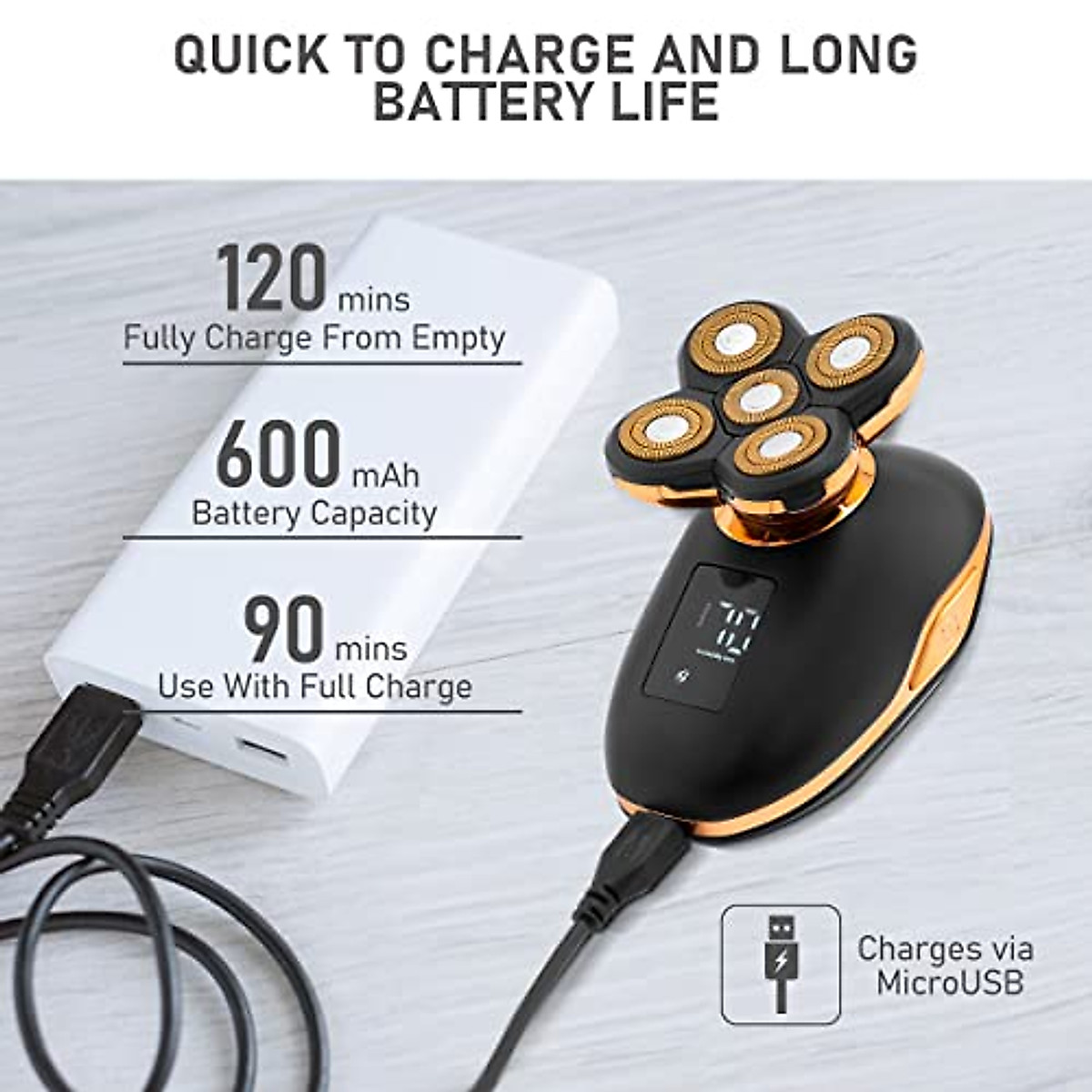 5 in 1 Electric Razor for Men and Women, USB Rechargeable and Waterproof Cordless Trimmer, Includes Rotating Bald Head Shaver, Nose Hair Trimmer, Beard Shaper, Silicone Brush, and Cleansing Brush