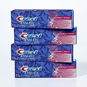 Crest Toothpaste 3D Glamorous White, Mint, (Packaging May Vary) 3.8 Oz, Pack of 4