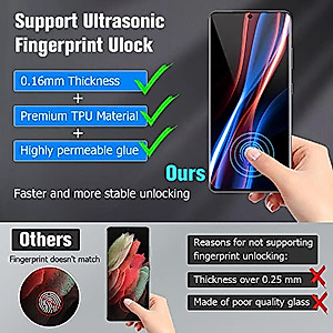 [2+2 Pack] Galaxy S21 Ultra Privacy Screen Protector [Not Glass] with Camera Lens Protector, Fingerprint Compatible, Bubble Free, Flexible Anti-Spy TPU Film for Samsung Galaxy S21 Ultra 5G (6.8 Inch)