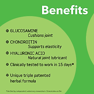 In Clover Connectin Hip and Joint Tablet Supplement for Large Dogs. Combines Glucosamine, Chondroitin and Hyaluronic Acid with Herbs for Comfort and Mobility