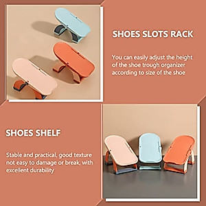 Angoily Stackable Shoe Storage 3pcs Shoe Slots Organizer Space Saver Shoe Stacker Storage Shoe Rack Holder Stackable Shoe Rack Closet Organization Orange