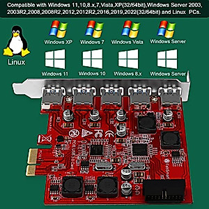 FebSmart 7-Ports Superspeed 5Gbps USB 3.0 PCIE Expansion Card, 5-Ports USB-A and an 19Pin USB 3.0 Header, Built in FebSmart Self-Powered Technology, No Need Additional Power Supply (FS-U7S-Pro)