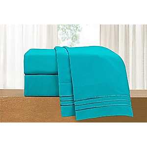 Elegant Comfort Luxury 4-Piece Bed Sheet Set - Luxury Bedding 1500 Thread Count Egyptian Quality, Wrinkle Resistant Cool & Breathable, Easy Elastic Fitted, King, Teal
