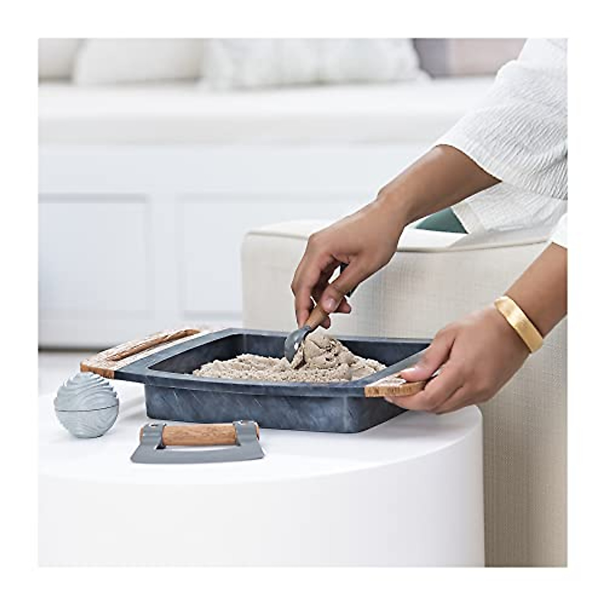 Kinetic Sand Kalm, Zen Garden Box Fidget Toy with All-Natural Kinetic Sand and 3 Tools for Relaxing Play, Sensory Toys, Sand Toys for Adults and Kids