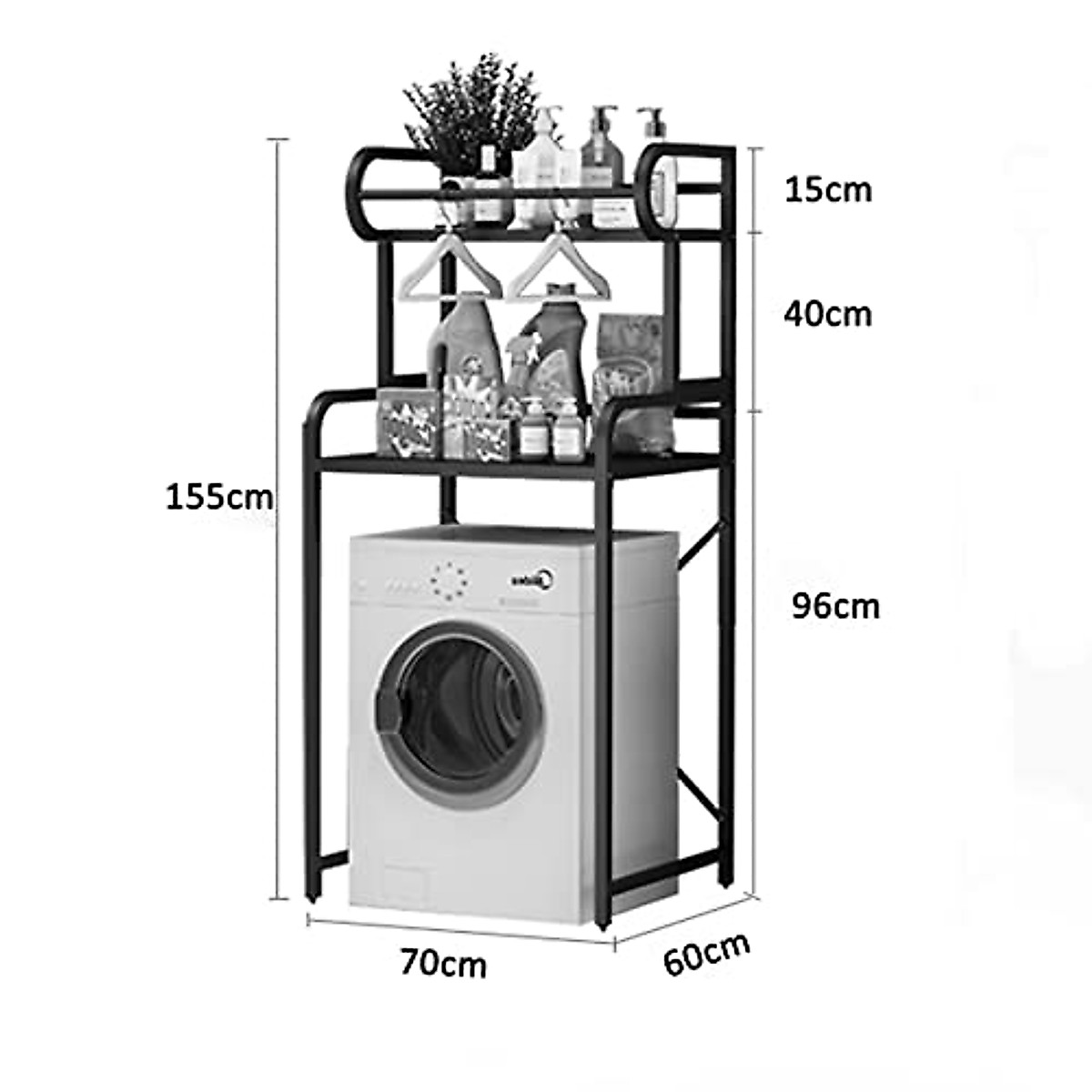 BKGDO Washer Storage Frames Floor Standing for Over Toilet,Thick Partition Shelf,Balcony Drum Washinghine Shelf,Bathroom Storage Shelf,2-Layer Washinghine Shelf/Gold