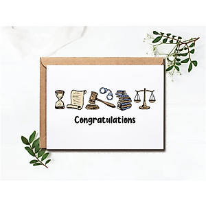 VKNDesigns Congratulations Card - Card For Law Student - New Lawyer Congrats Card - Graduation Greeting Card - Lawyer Congrats Card, White