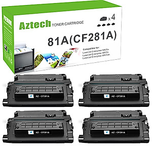 Aztech Compatible Toner Cartridge Replacement for HP 81A CF281A 81X CF281X Enterprise MFP M605 M604 Toner M604N M604DN M605N M605DN M605X M630 M606 M630h M630dn M630z Printer (Black, 4-Pack)