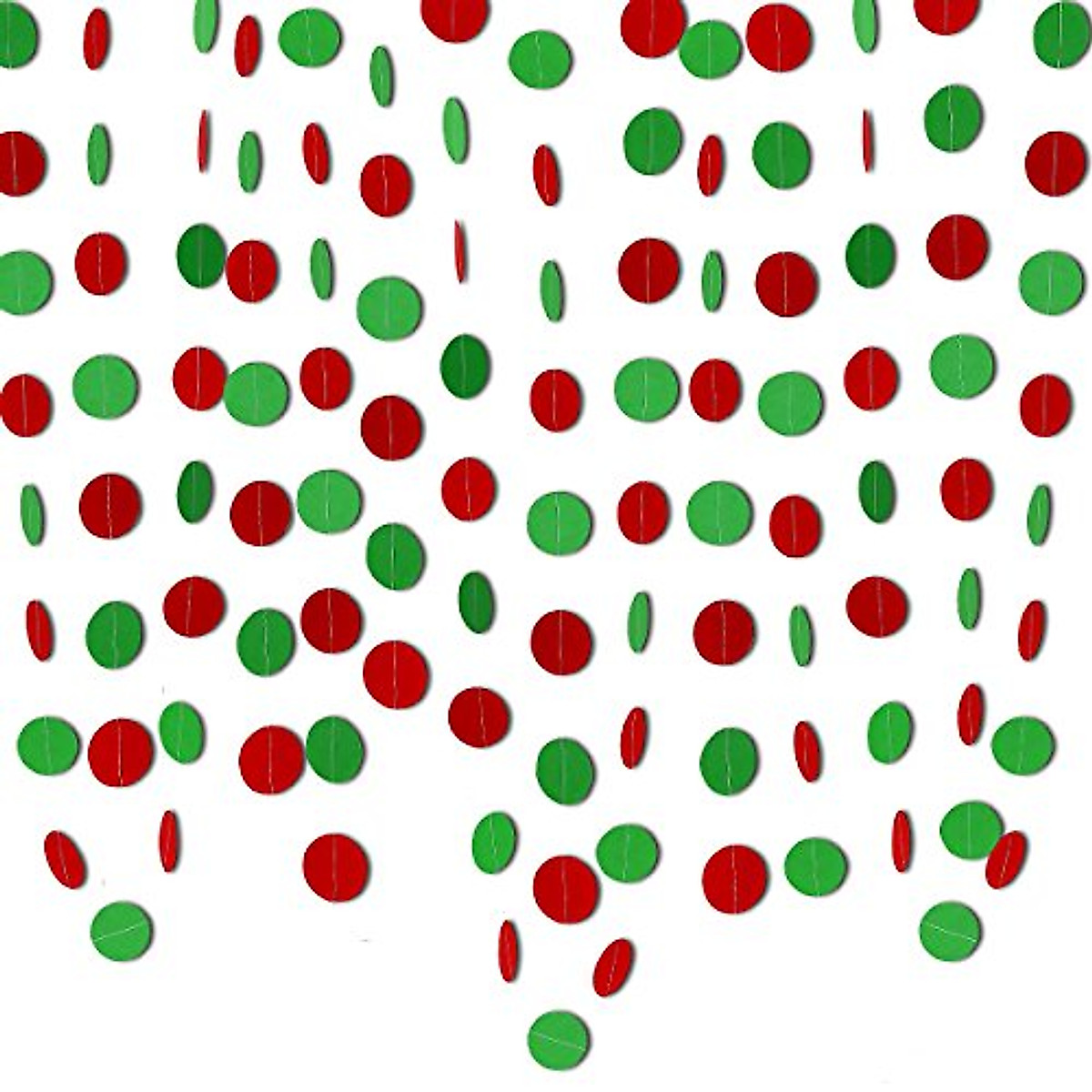 LeeSky Red & Green Circle Dots Garland -Christmas Party Decorations, Grinch Christmas Decorations, Christmas Door Banners,Let's Get Elfed Up Party Decor （ 4 Pack 40 Feet Paper ）