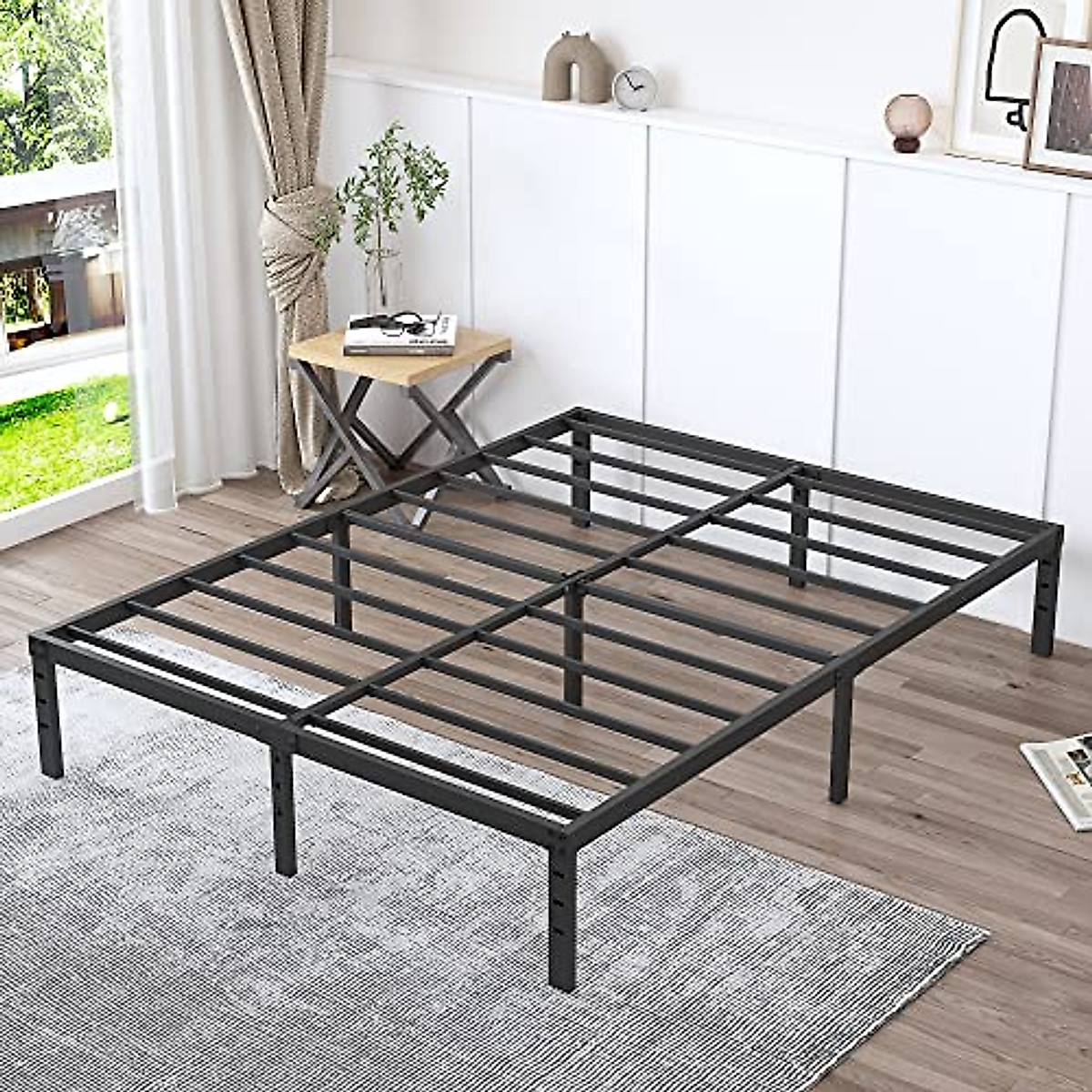 YUSENHEEI 14 Inch King Size Bed Frame, No Box Spring Needed, Heavy Duty Metal Platform Bed Frame with Large Underbed Storage Space, Noise Free, Easy Assembly, Black