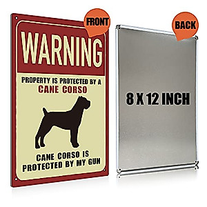 Warning Sign Warning Cane Corso Metal Tin Sign Wall Decor Dog Sign for Home Door Outdoor Decor Gifts - 8x12 Inch