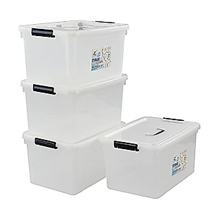 Ortodayes 18 Liter Clear Plastic Box with Lid, 4-pack Clear Storage Bins