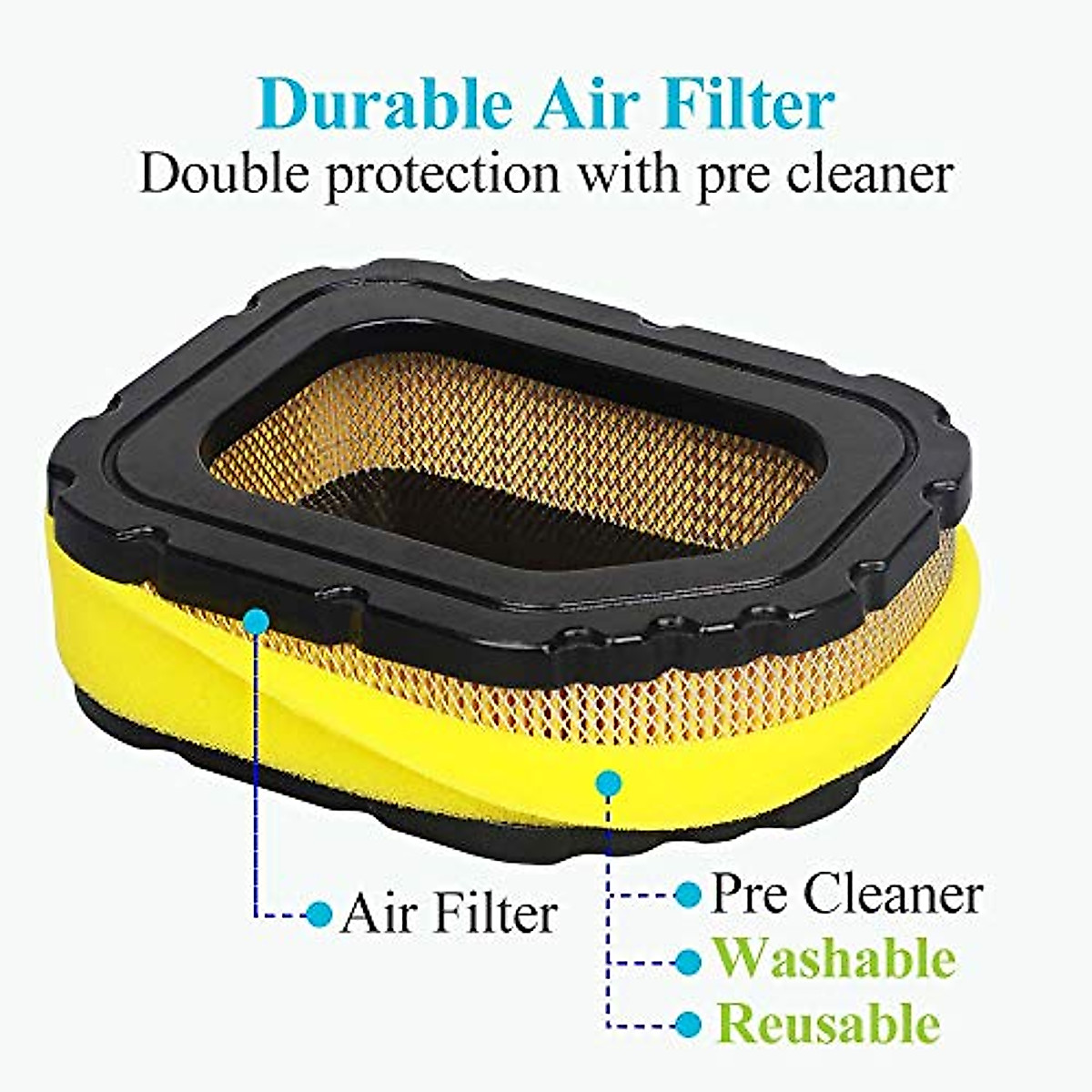 HOODELL Professional 32 083 03-S Air Filter, Durable 32 883 03-S1 Air Filter with Pre Cleaner, Fits Kohler Courage Engine SV710 SV715 SV720 SV730 SV735 SV740 Air Filter
