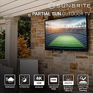 SunBrite SE 43-inch Partial Sun Outdoor TV | 4K Ultra HD LED Weatherproof Television - includes Speaker bar (SB-SE-43-4K-BL)