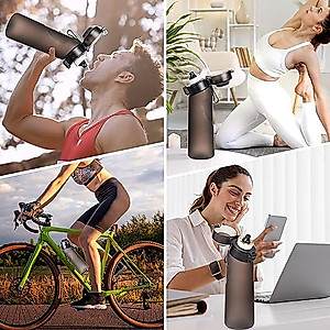 GoldenPlayer Air Water Bottle, With 7 Flavor Pods, BPA-free, 0 Sugar, 0 Calories, 650ML, Scented Water Bottle, Sports Water Bottle, Portable Water Bottle with Straw(Old Frosted Black)