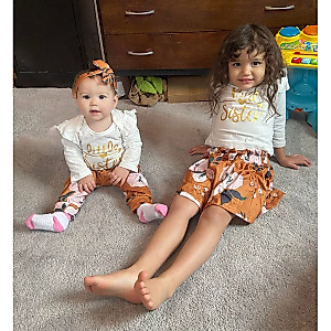 BIRTHDAY SHARK Big Sister Little Sister Matching Outfits Matching Outfits for Girls Little Sister Outfit (Yellow-Little Sister,0-3 Months)