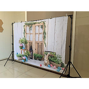 7x5ft Spring Easter Photography Backdrops Wood Barn Eggs Flowers Happy Easter Background for Photo