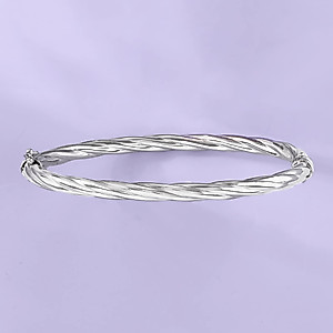 Ross-Simons Italian 4mm Sterling Silver Twisted Bangle Bracelet. 8 inches