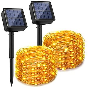 AZNOSUN Outdoor Solar String Lights, 2 Pack 120 led 39 feet Solar Fairy Lights LED Waterproof 8 Patterns Home Decoration Garden Trees Christmas Garden Terrace Party Lights
