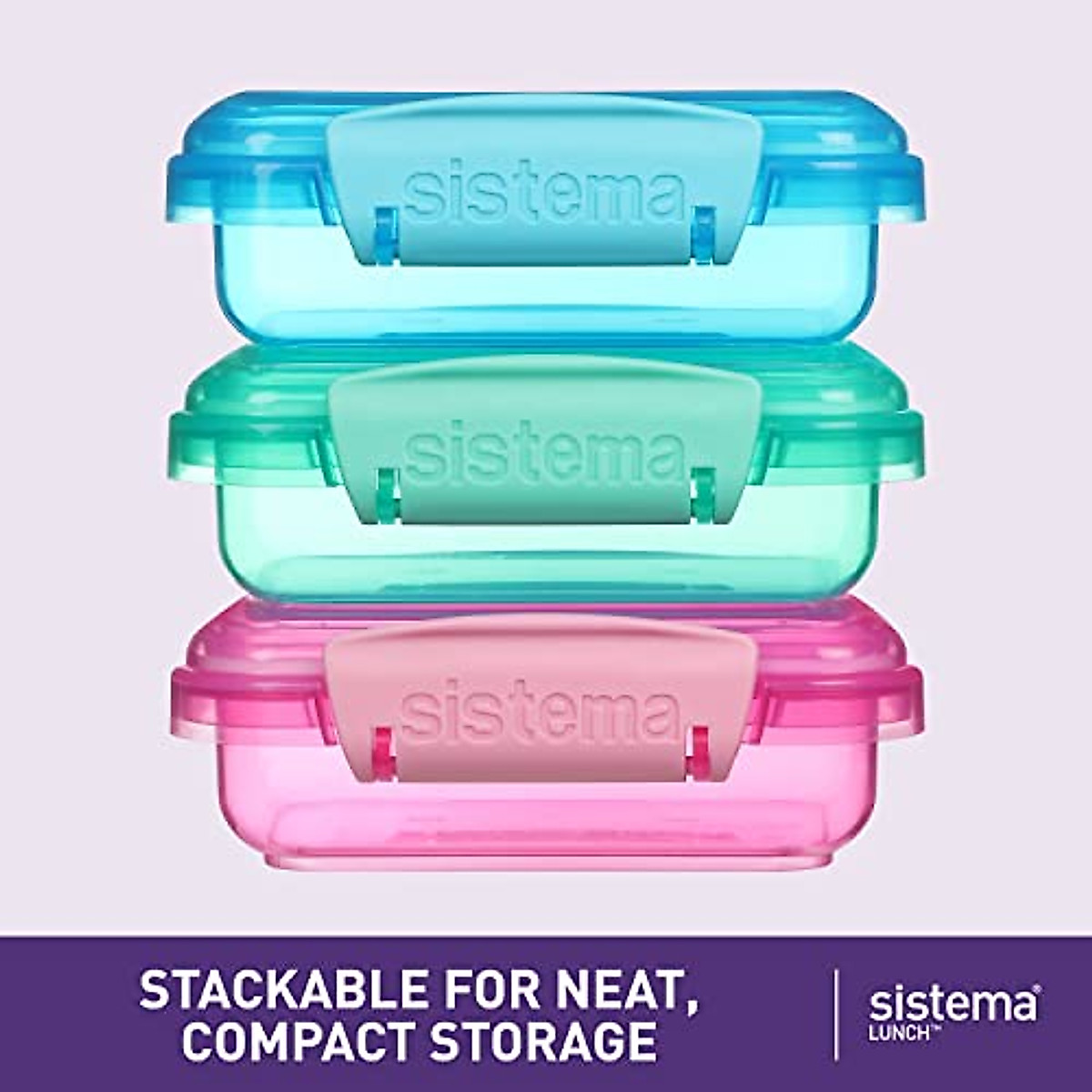 Sistema Lunch Collection Food storage containers, Blue, Green, Pink 6.7oz