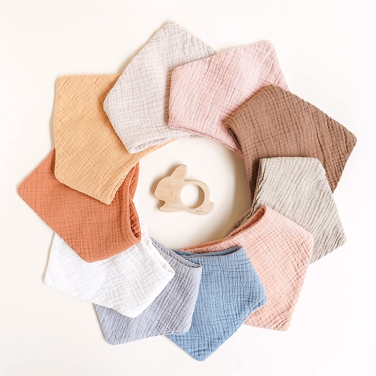 Konssy Muslin Baby Bibs 10 Pack Baby Bandana Drool Bibs 100% Cotton for Unisex Boys Girls,10 Solid Colors Set for Teething Drooling