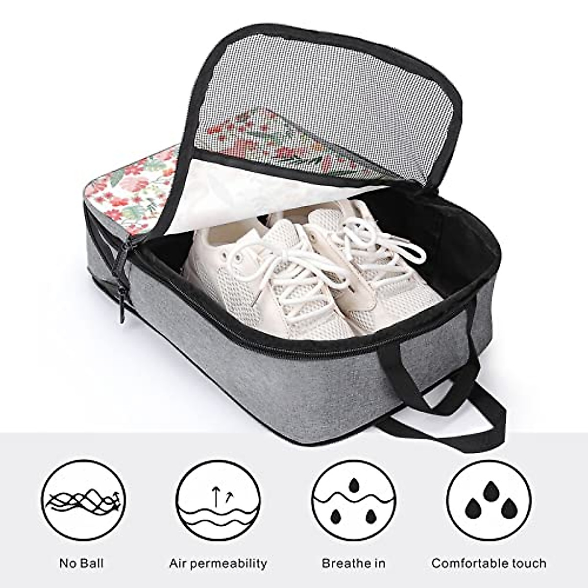 Frcavbin Tropical Flamingos Palm Leaf Travel Shoe Bag Shoes Carrier with Handle and Zipper Foldable Shoe Puches Organizer for Home storage School starts