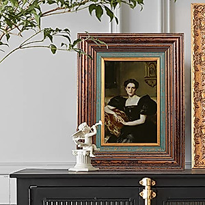 BWPFRAME 5x7 Photo Frame Vintage Solid Wood Picture Frames 5 x 7 with Real Glass, Walnut wood Photo Frame with mat for Tabletop & Wall Display Home Decor