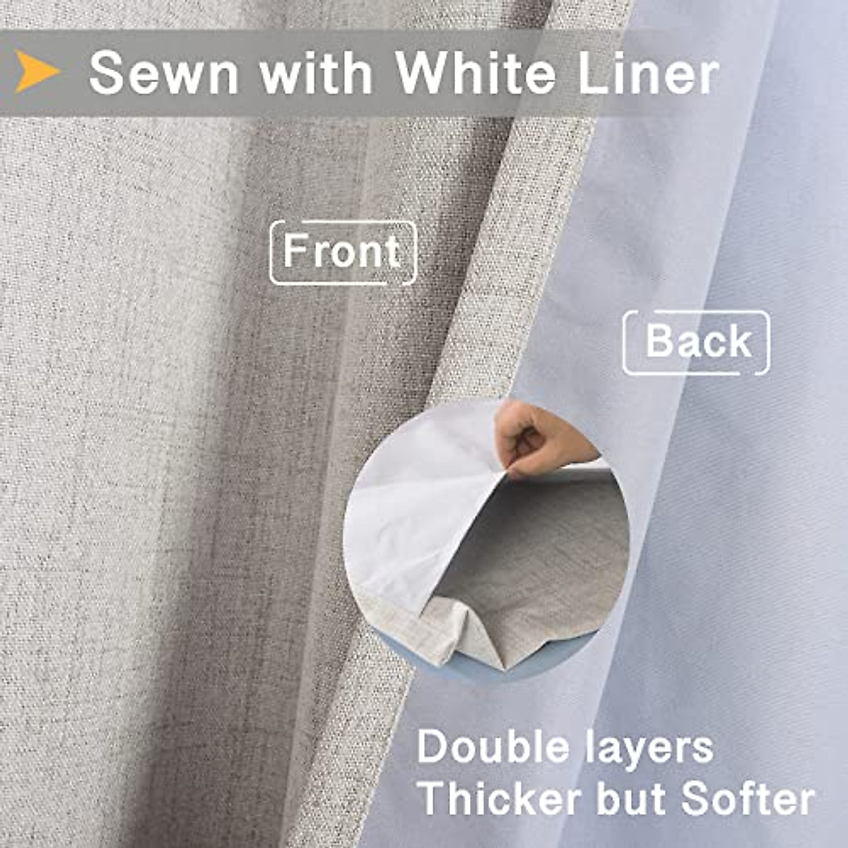 Rose Home Fashion 100% Linen Blackout Curtains for Bedroom Windows, Blackout Curtains 84 Inches Long for Living Room/Farmhouse, Linen Textured Look Drapes with Blackout Liner - (50x84 Beige)