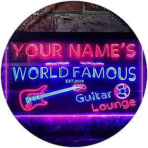 ADVPRO Personalized Your Name Est Year Theme Guitar Room Music Room Dual Color LED Neon Sign Blue & Red 16" x 12" st6s43-pf1-tm-br