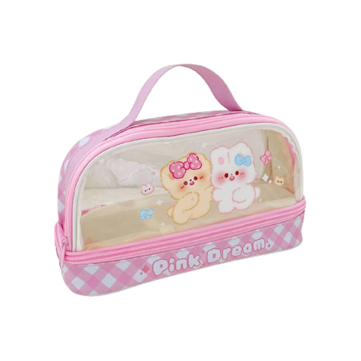 MIFJNF Cute Pencil Case Kawaii Pencil Case Aesthetic Large Capacity Pencil Case School Supplies Pencil Pouch for Girls (Pink)