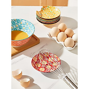 Metahom Ceramic Spoon Rest, Spoon Holder for Kitchen Counter, Utensil Rest Holder for Stove Top, Ladle, Spatula, Set of 6, Dishwasher Safe, 4.5 inch, Vibrant Color