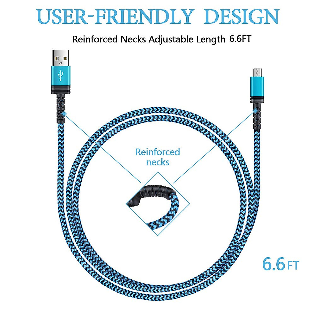 AILKIN Micro USB Cable 6ft Long, Best Replacement USB to Micro-USB Android Cord Fast Charging for Kindle Fire Tablets and Kindle E-Readers Kindle Paper White, HD, HDX, 7, 8, 10