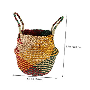 Woven Linen Basket Storage Container Multipurpose Vase Double Thicken Handle Storage Bin for Home Organization Decorative Linen Basket Planter