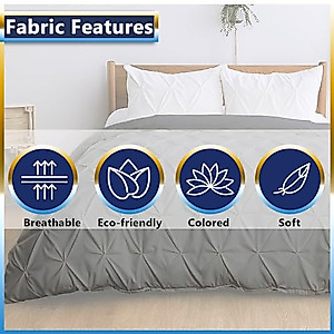 California Bedding Decorative Pinch Plated Pintuck Duvet Cover 800 TC Egyptian Cotton Oversized King 120x98 Size 1-PCs Duvet Cover Zipper & Corner Ties Breathable & Soft Dark Grey Solid