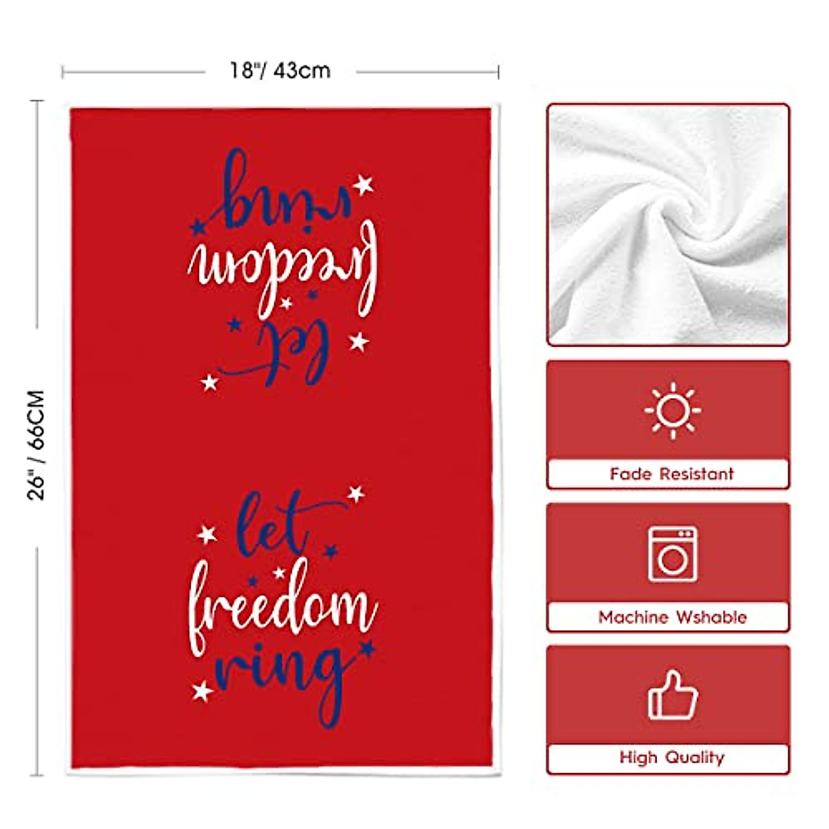 Artoid Mode Let Freedom Ring Stars Roses Veterans Day Kitchen Towels Dish Towels, 18x26 Inch Seasonal Decoration Hand Towels Set of 4