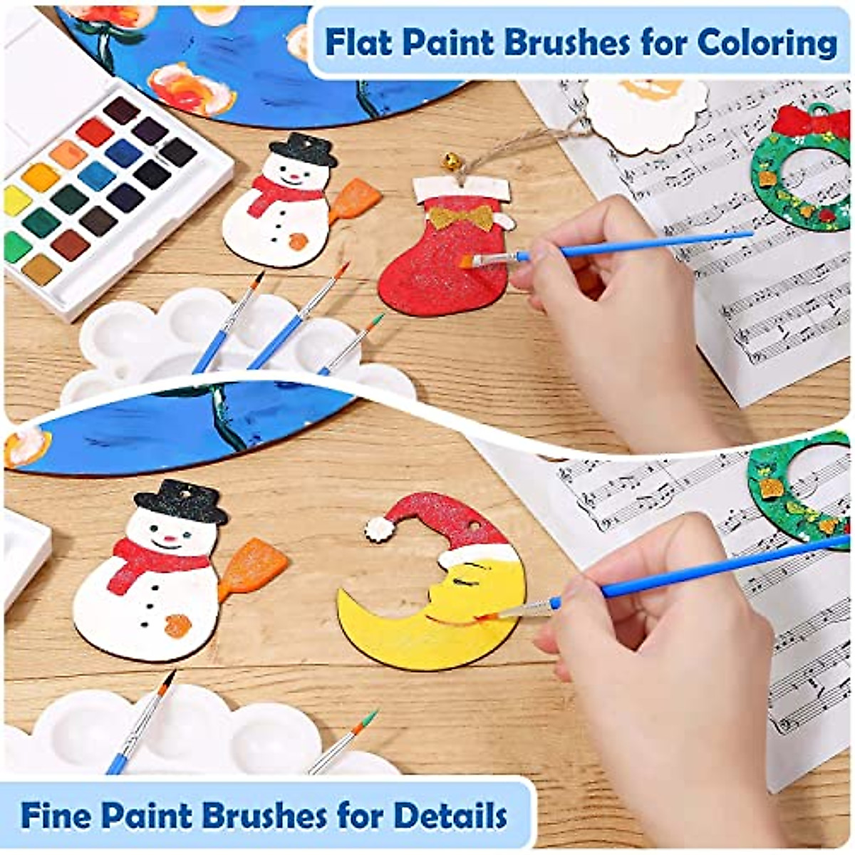 Small Paint Brushes Bulk, Anezus 100 Pcs Paint Brushes for Kids Acrylic Paint Brushes Set with Flat and Round Pointed Paint Brushes Craft Paint Brushes for Classroom Watercolor Canvas Face Painting