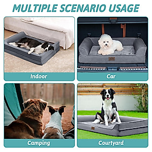 Orthopedic Dog Bed for Large Dogs,Washable Dog Sofa Beds Large, Supportive Foam Pet Couch Bed with Removable Washable Cover, Waterproof Lining and Nonskid Bottom,Grey(L,42" L x 30" W x 7.5" Th)