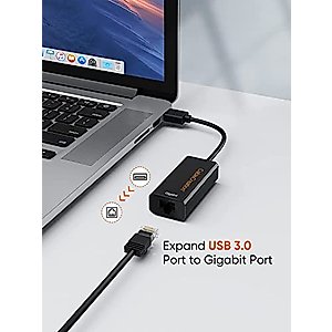 USB to Ethernet Adapter, CableCreation USB 3.0 to 10/100/1000 Gigabit Wired LAN Network Adapter Compatible with Nintendo Switch, Windows, MacBook, macOS, Mac Pro Mini, Surface Pro, Laptop, PC and More