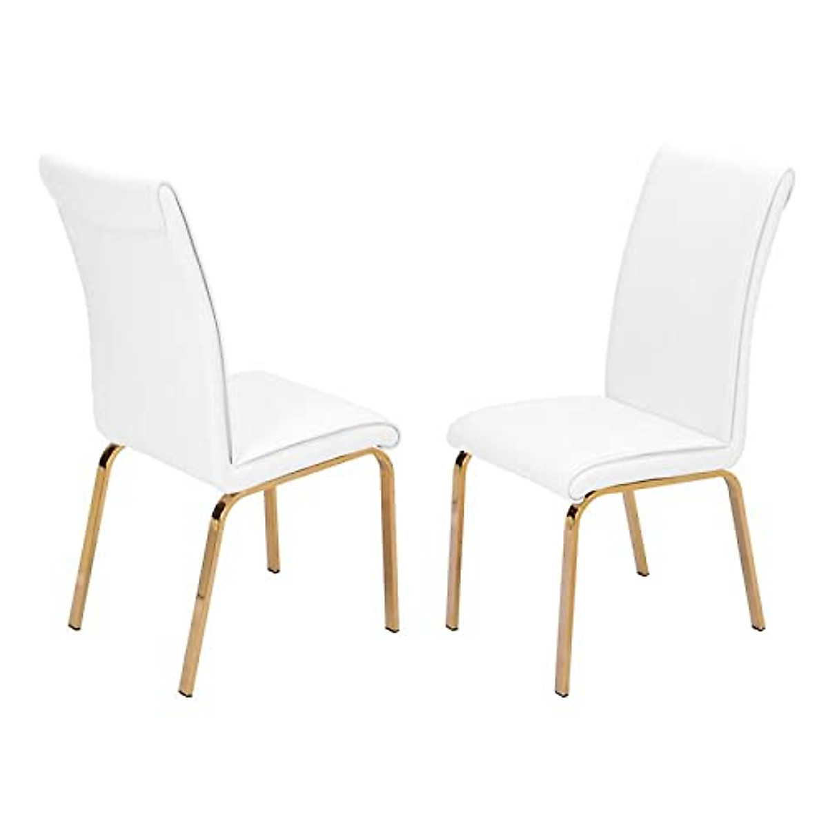 Best Quality Furniture Dining Chair Only (Set of 2), White, Gold
