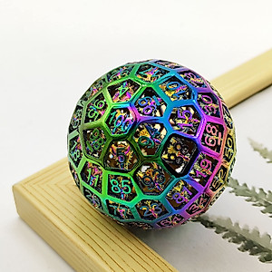 DND Dice Set D100 Polyhedral Metal Hollow RPG Dungeons and Dragons Pathfinder MTG D&D Board Game Dice Accessories and Digital Teaching with Black Leather Bag-Colorful