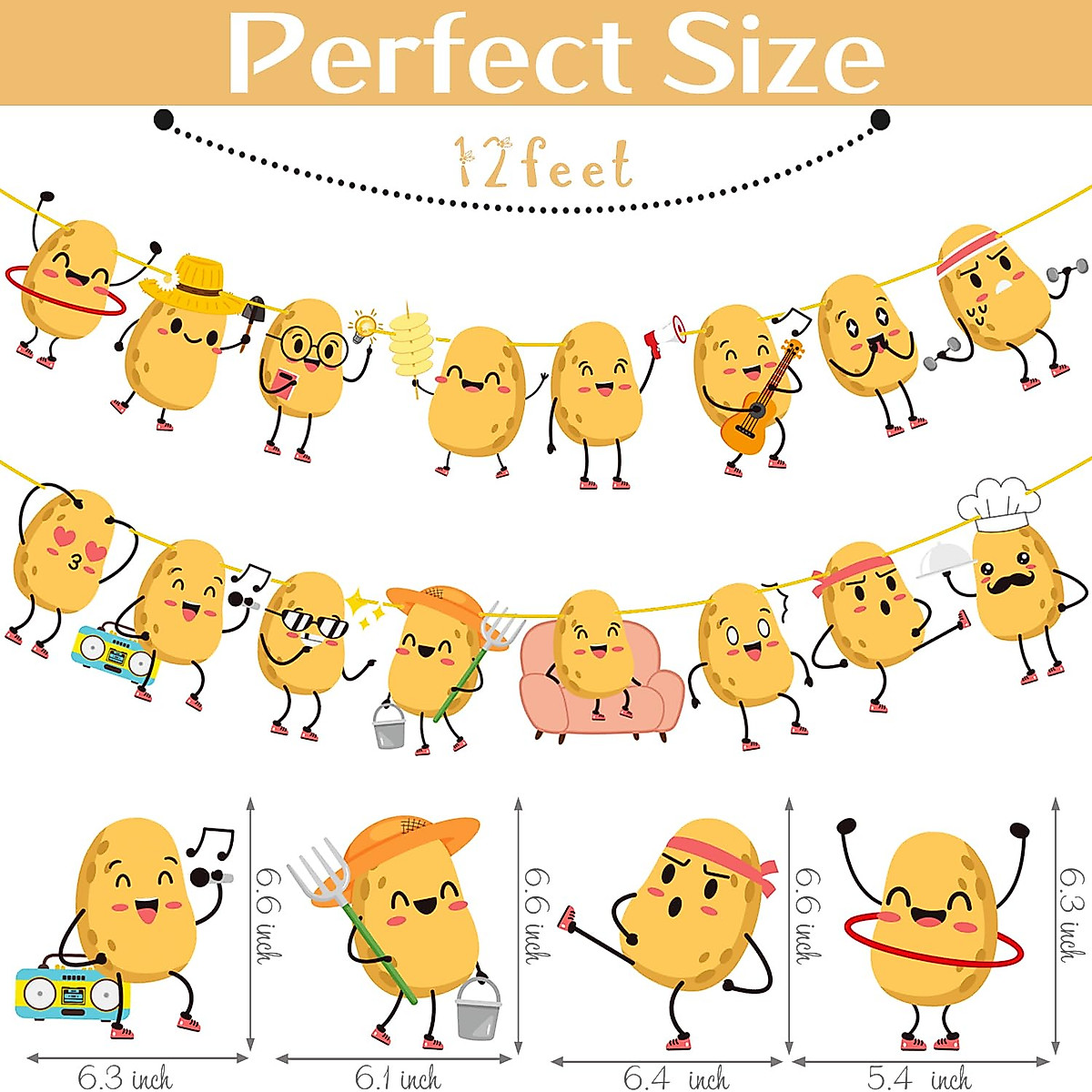 Potato Party Banners Potato Party Decorations 2Pcs Potato Hanging Cutout Banners Potato Birthday Party Supplies for Cartoon Potato Theme Baby Shower Decorations
