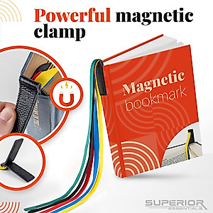 Superior Essentials Genuine Leather Multi Page Magnetic Attachable Bookmark with 5 Multi-Colored Bookmarks-Great for Bibles-Magnetic Hold Makes This The only Bookmark That Will Never Fall Out