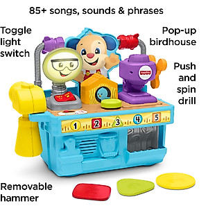 Fisher-Price Baby & Toddler Toy Laugh & Learn Busy Learning Tool Bench Construction Activity for Pretend Play Infants Ages 6+ Months