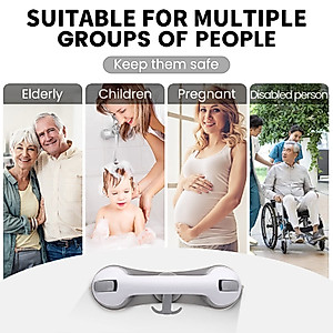 zmnklry 2Packs Grab Bars for Shower, 3Suckers Super Suction Shower Handle, No-Drill Shower Handles for Elderly, Shower Grab Bars for Seniors, Handicap Grab Bars,for Bathroom Grab Bar, Shower Grab Bar