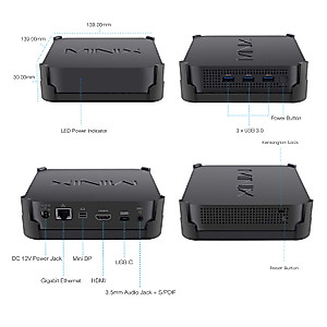MINIX NEO J50C-8SE, 8GB/240GB Intel Pentium Silver Mini PC with Windows 11 Pro (64-bit) [Dual-Band Wi-Fi/Gigabit Ethernet/4K @ 60Hz/Triple Display/USB-C/Auto Power On/Vesa Mount]