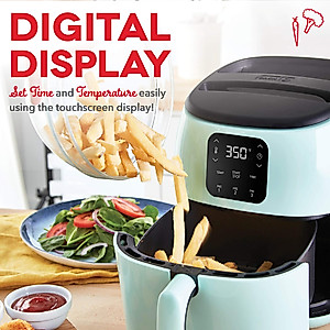 DASH Tasti-Crisp™ Digital Air Fryer, 2.6 Quart - Aqua & DCB001AF Air Fryer Recipe Book for Healthier + Delicious Meals, Snacks & Desserts, Over 70+ Easy to Follow Guides, multicolor